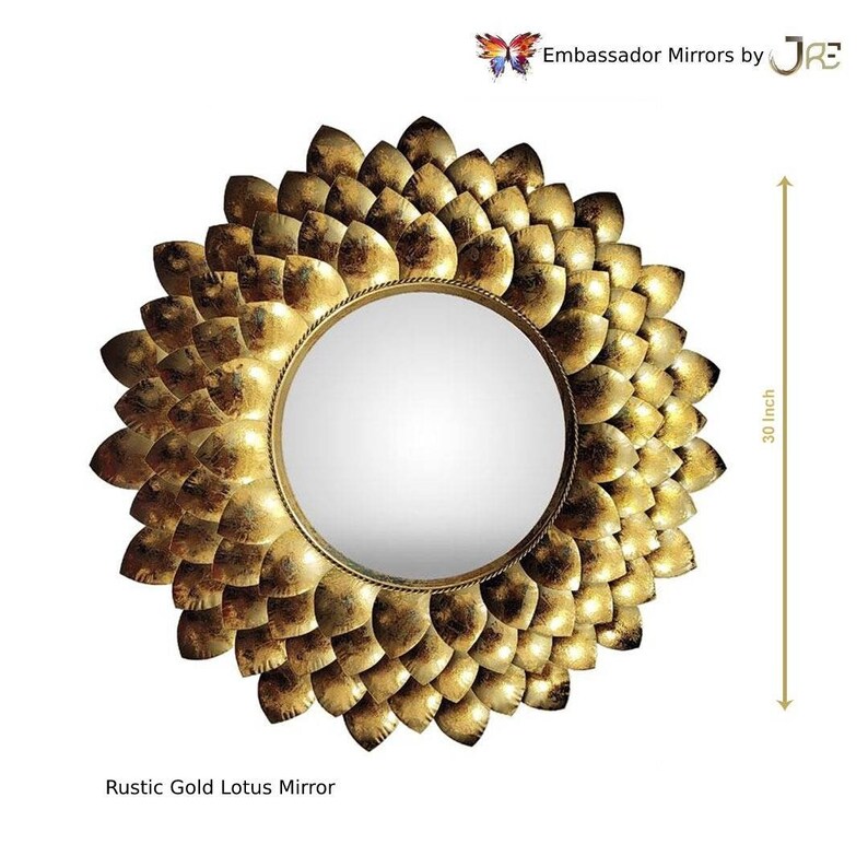 Luxury Gold Rustic Lotus Decorative Gold Mirror, Gold Class Mirror ...