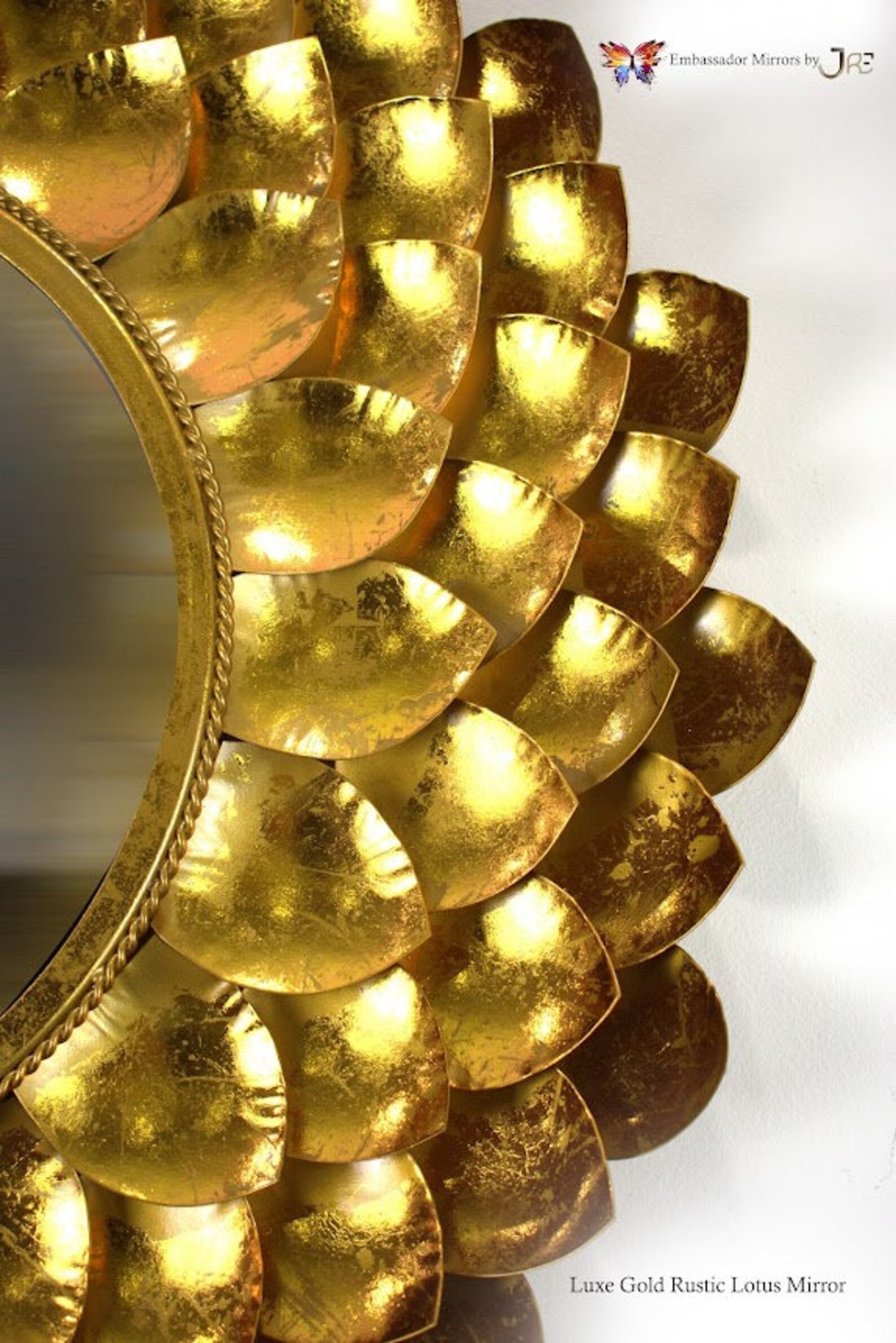 Luxury Gold Rustic Lotus Decorative Gold Mirror, Gold Class Mirror ...