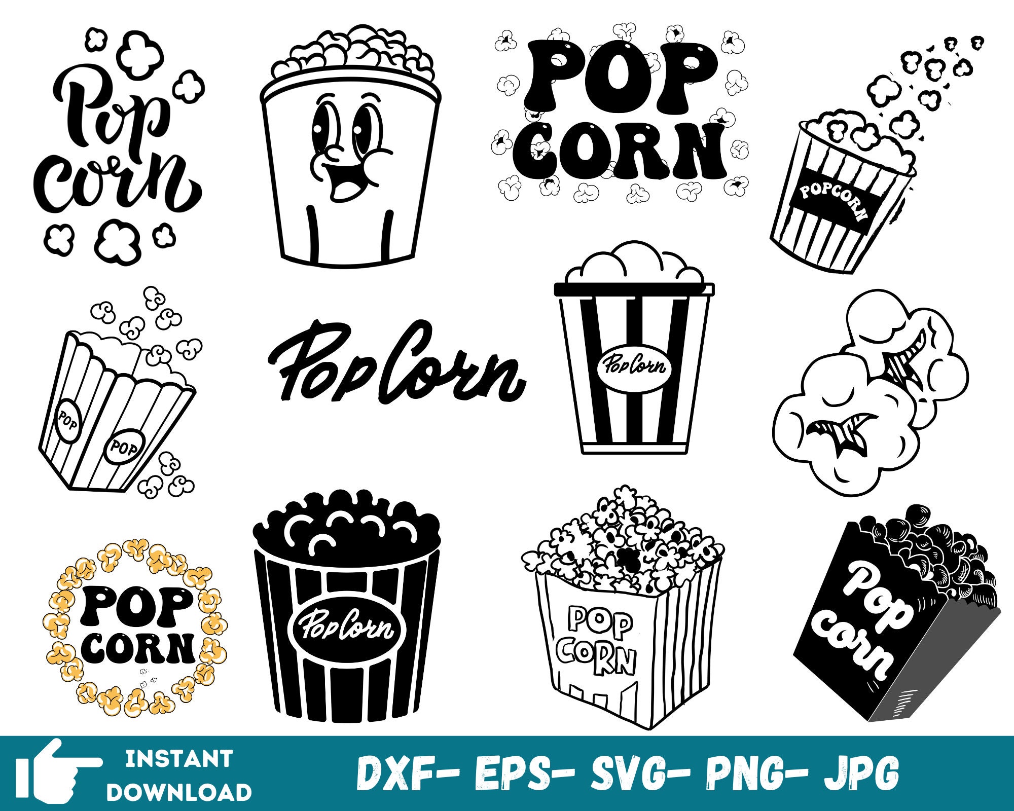 Popcorn Svg Bundle, Popcorn Png, Pop Corn Svg, Svg Cut Files, Popcorn ...