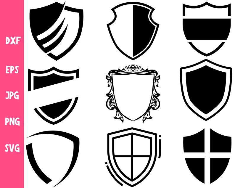 Digital Download Shield Svg Designs, Shield Png Bundle, Shield Clipart ...
