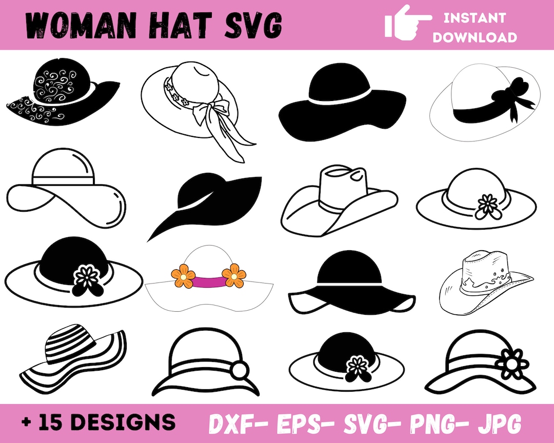 Woman Hat Svg Bundle, Woman Hat Png, Hat Svg, Svg Files for Cricut, Hat ...