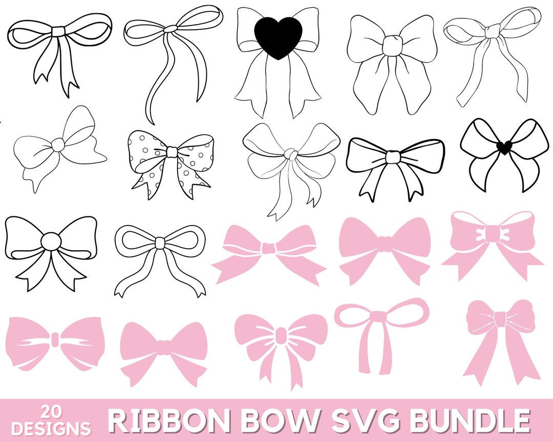 Pretty Ribbon Coquette Bow Svg Png Bundle, Ribbon Bow Svg, Ribbon Svg ...