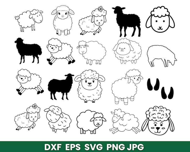 Sheep Svg Bundle, Sheep Svg, Png, Sheep Dxf, Sheep Clip Art, Sheep ...