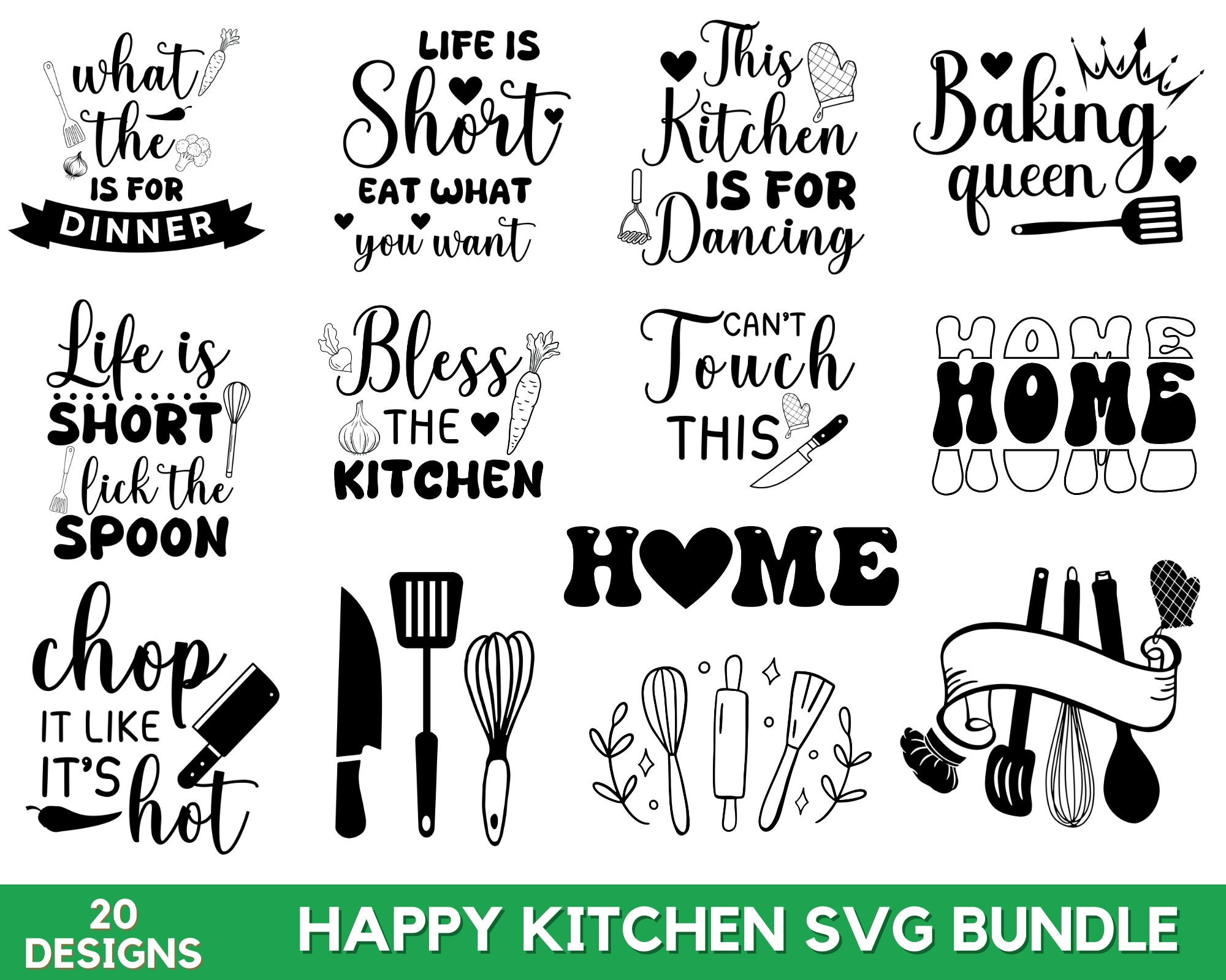 20 Happy Kitchen Svg Bundle, Kitchen Designs Svg,kitchen Elements Svg ...