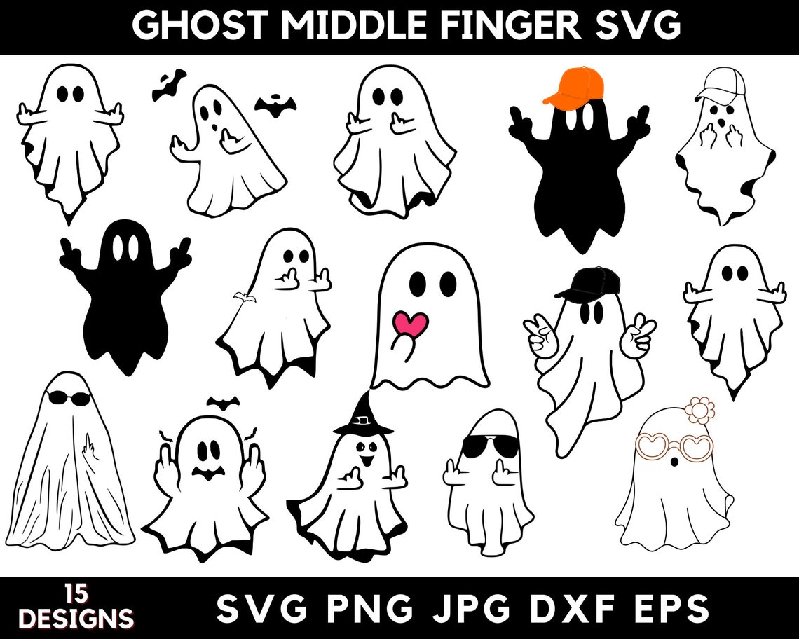 Ghost Middle Finger Svg Bundle, Halloween Svg Png, Ghost Middle Finger ...