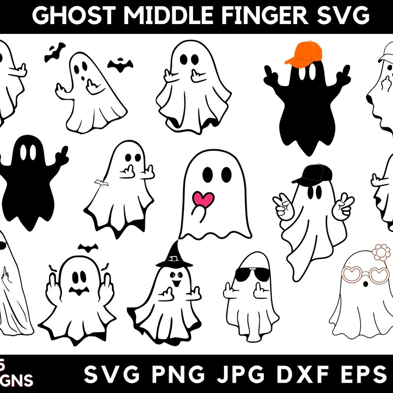 Ghost Middle Finger - Etsy
