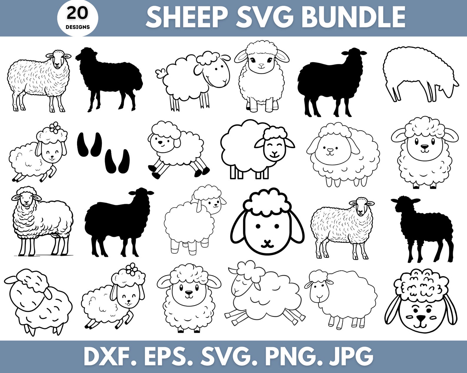 Sheep Svg Bundle, Sheep Svg, Png, Sheep Dxf, Sheep Clip Art, Sheep ...