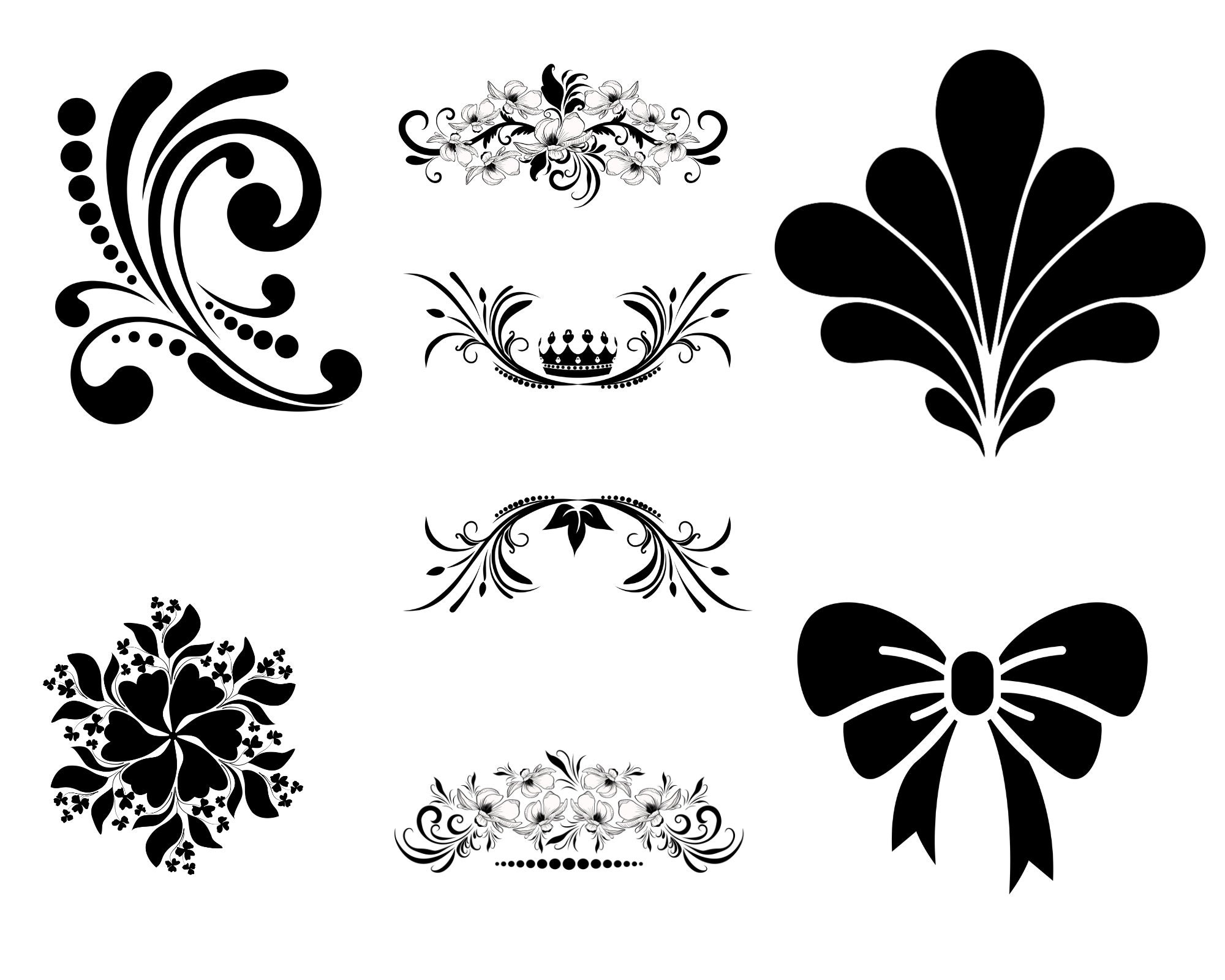 Decorative Svg Bundle, Flourish Svg, Ornaments Svg, Decorative Elements ...