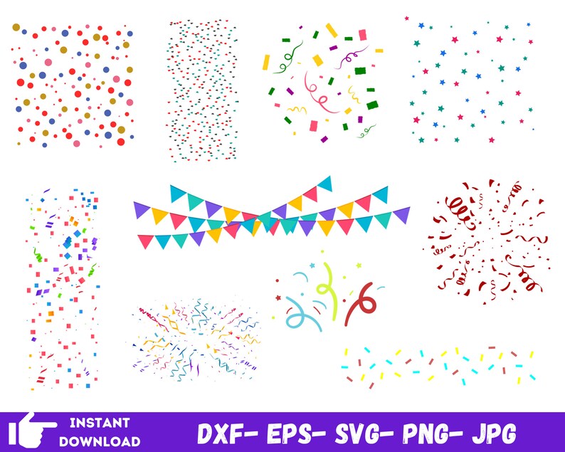 Confetti Svg Bundle, Confetti Png, Confetti Clipart, Birthday Svg, Svg ...
