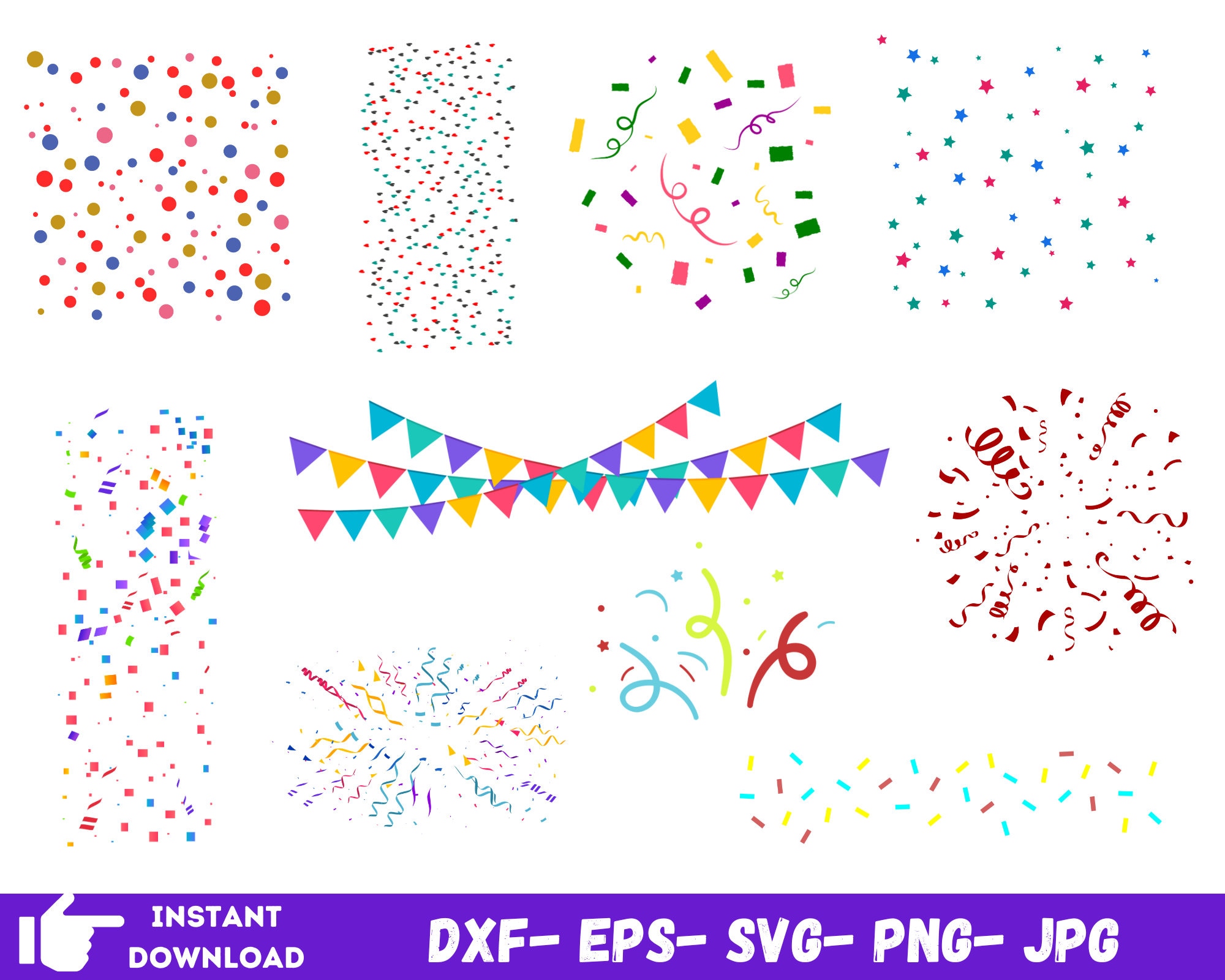Confetti Svg Bundle, Confetti Png, Confetti Clipart, Birthday Svg, Svg ...