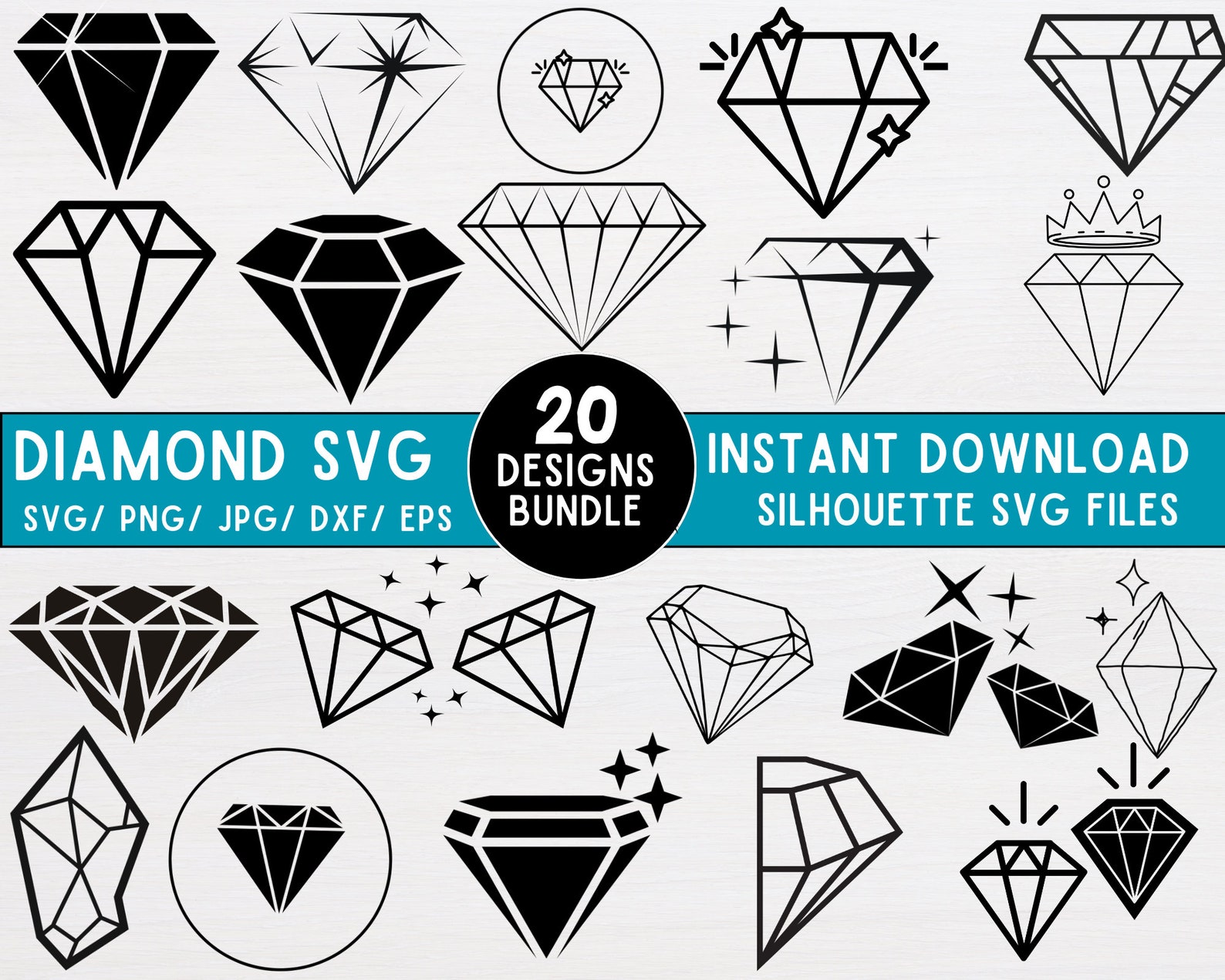 Diamond Svg Bundle, Diamond Clipart, Diamond Ring Svg, Wedding Svg ...