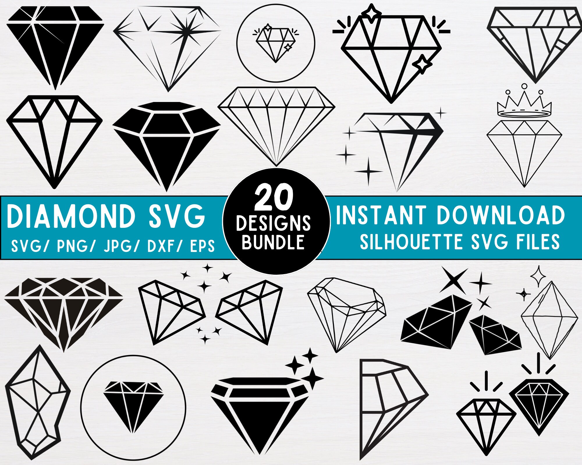 Diamond Svg Bundle, Diamond Clipart, Diamond Ring Svg, Wedding Svg ...