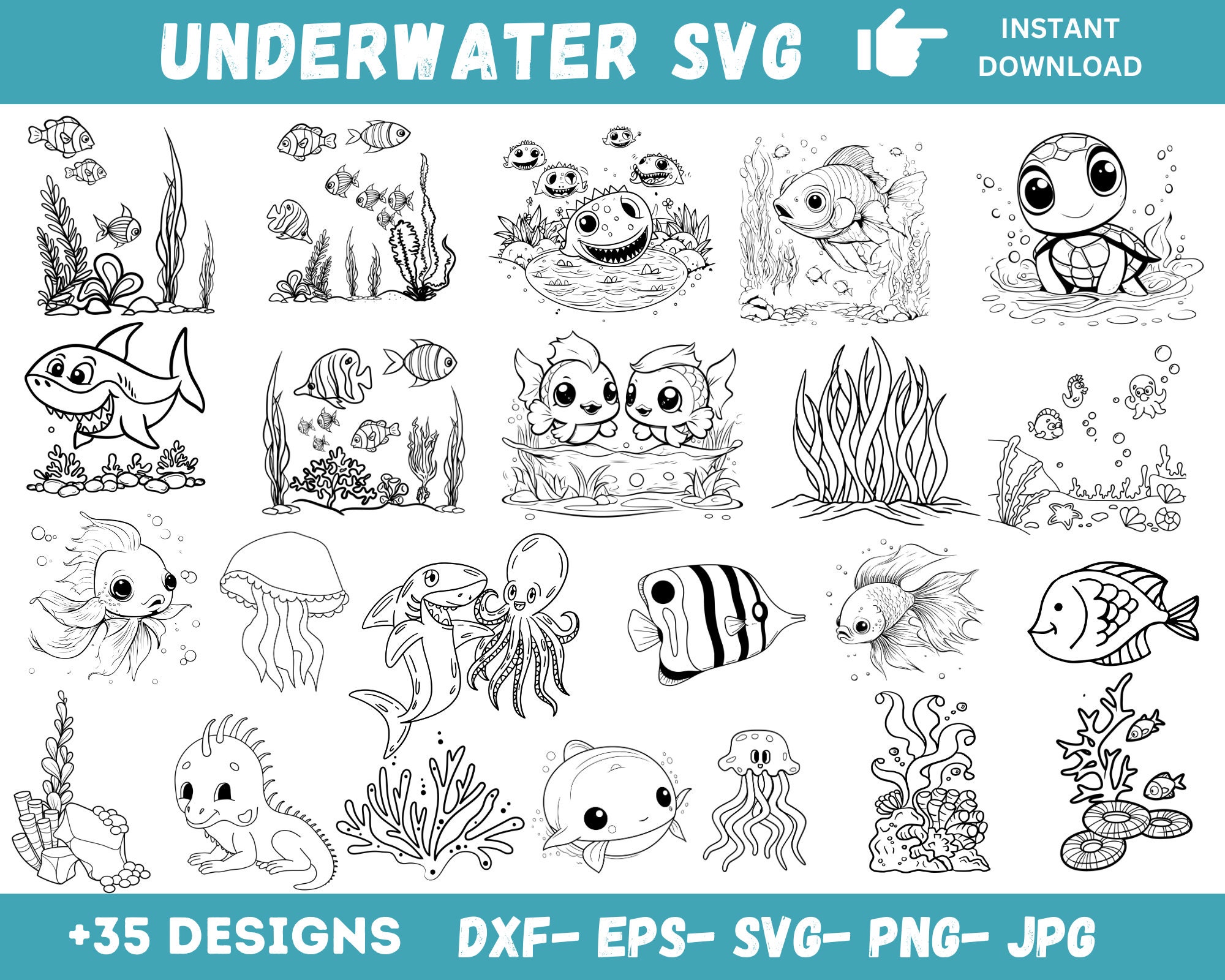 Underwater Svg Bundle, Ocean Scene Png, Underwater Scene Svg, Shirt Svg ...