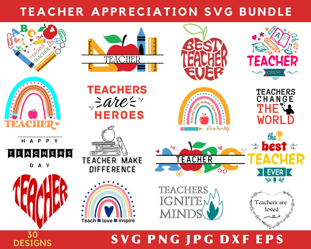 Teacher Appreciation Svg Bundle, Teacher Svg Bundle, Back to School Svg ...
