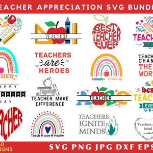 Teacher Appreciation Svg Bundle, Teacher Svg Bundle, Back to School Svg ...