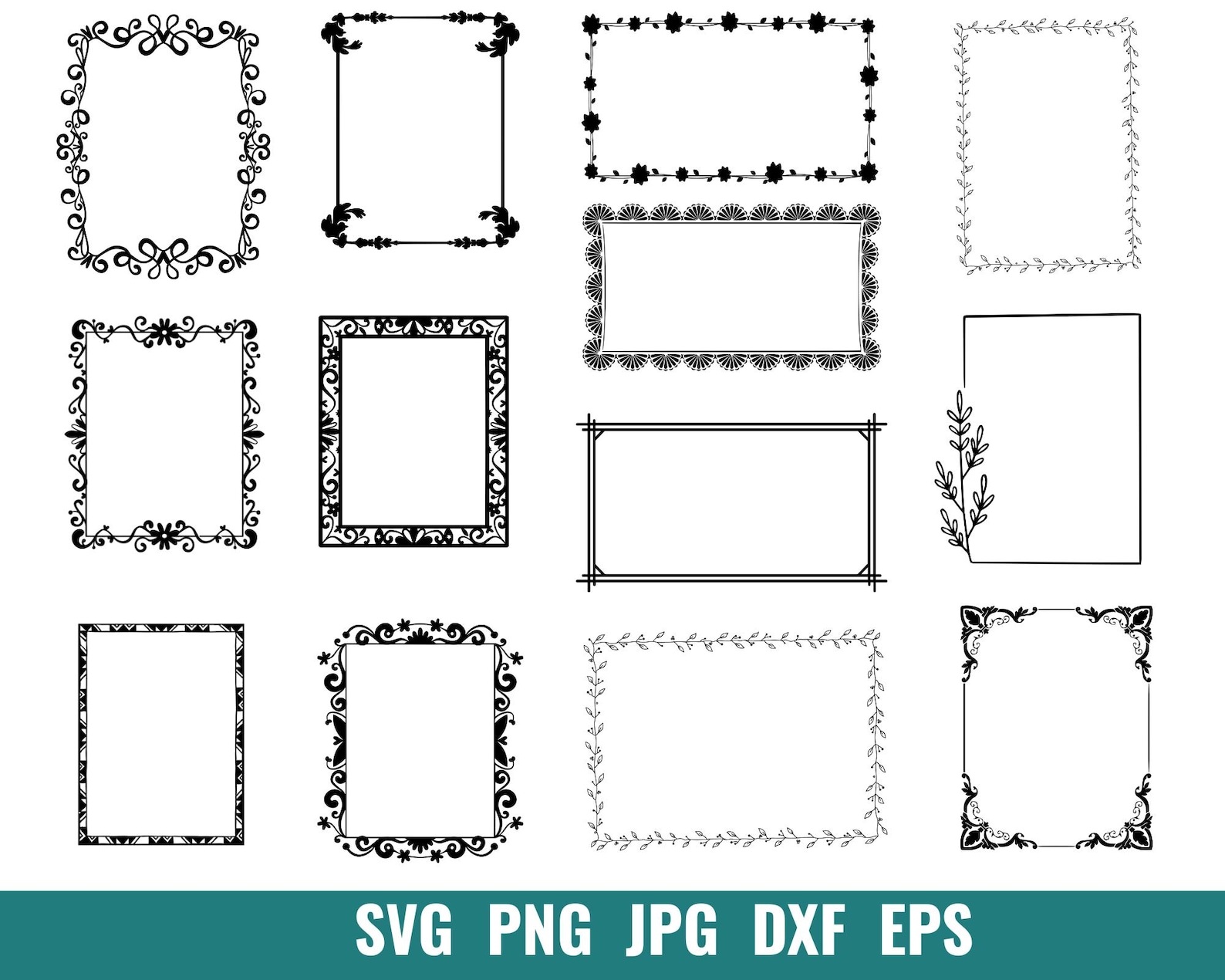 Rectangle Frame Svg Bundle, Decorative Frame Svg, Elegant Frames ...