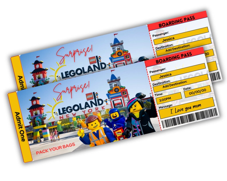 Printable Legoland Theme Park Surprise Ticket Template, Trip Ticket ...