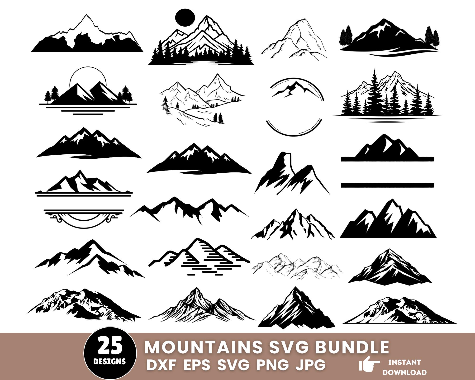 Mountains Svg Bundle, Mountains Png, Mountains Clipart, Mountains Png ...