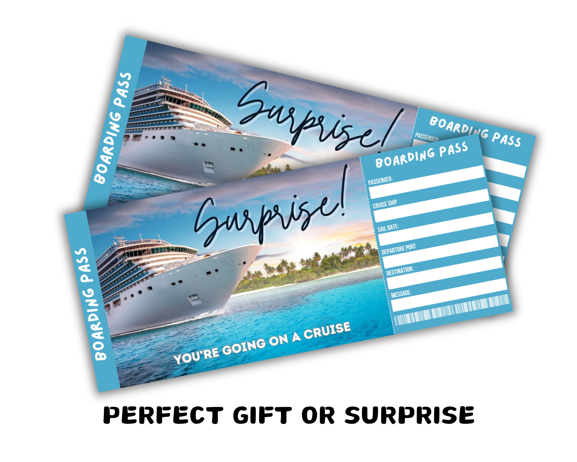Printable Cruise Trip Ticket Template, Surprise Ticket, Gift Ticket ...