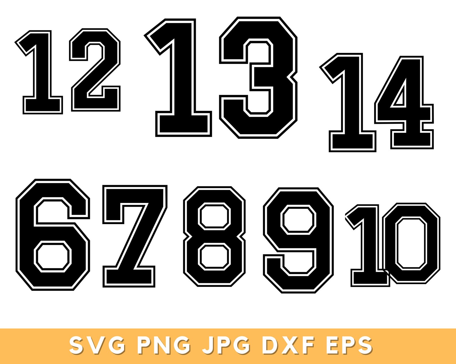 Jersey Numbers Svg, Numbers Svg, Jersey Numbers, Football Numbers Svg ...