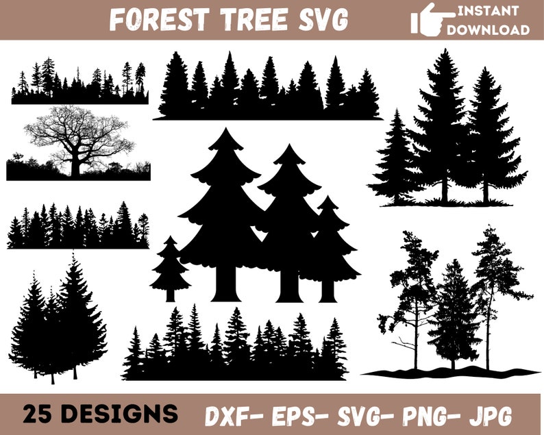 Forest Tree Svg Bundle, Pine Trees Svg, Forest Svg Files, Nature Svg ...