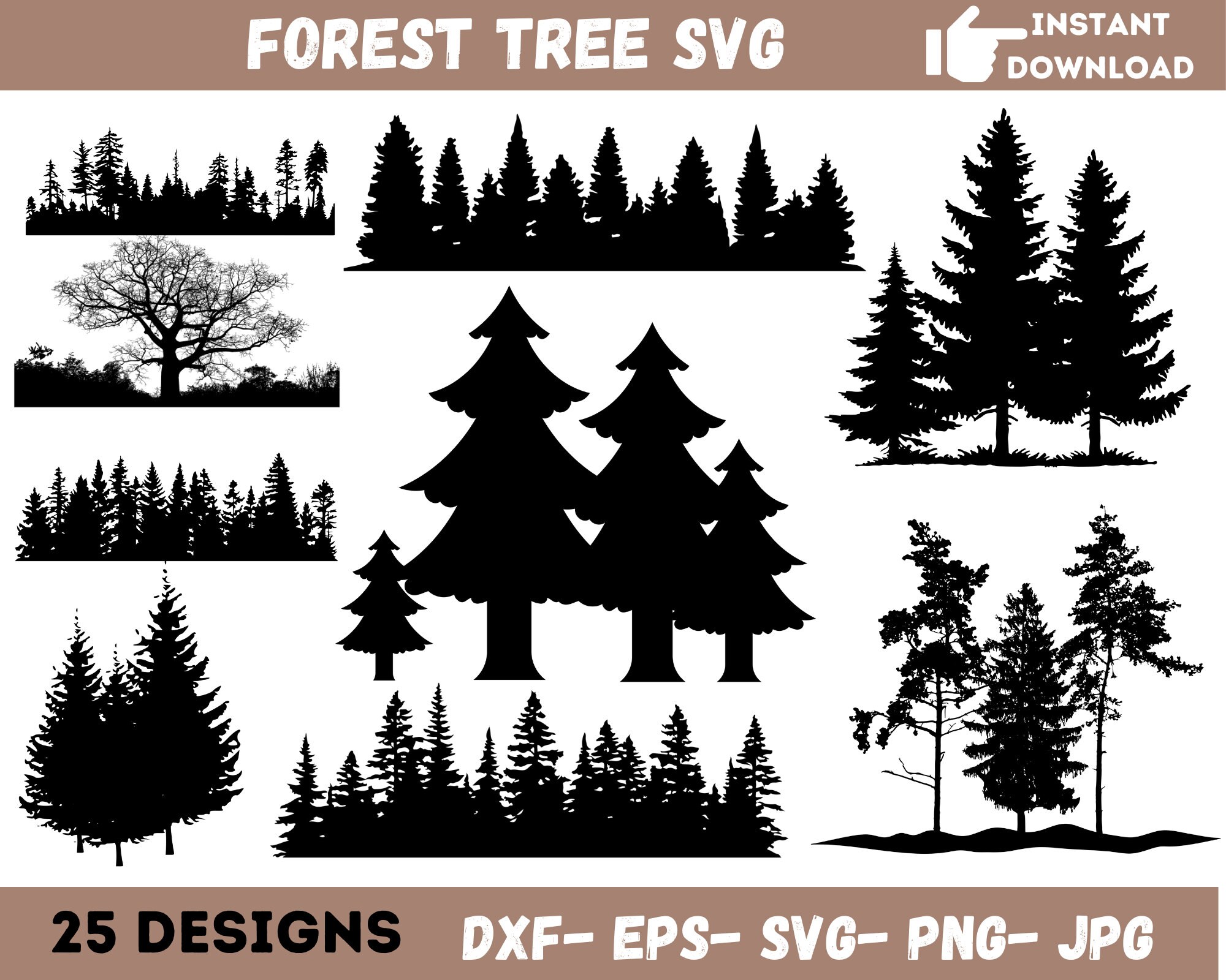 Forest Tree Svg Bundle, Pine Trees Svg, Forest Svg Files, Nature Svg ...