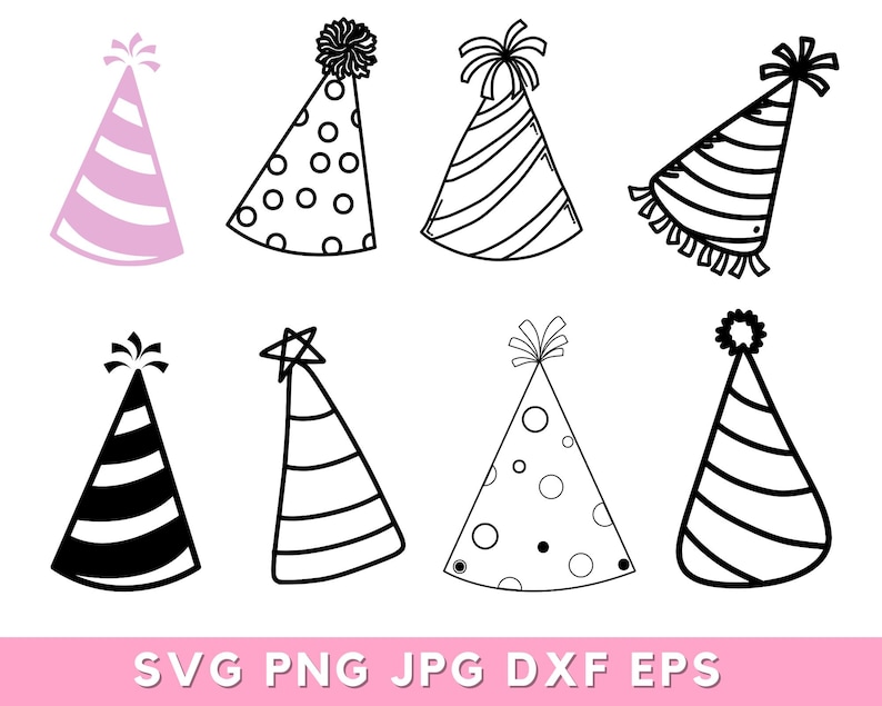 20 Party Hat Svg Bundle, Birthday Hat Svg, Party Hat Clipart, Party Hat ...