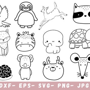 Woodland Animal Outline Svg Bundle, Coloring Png, Animal Clipart ...