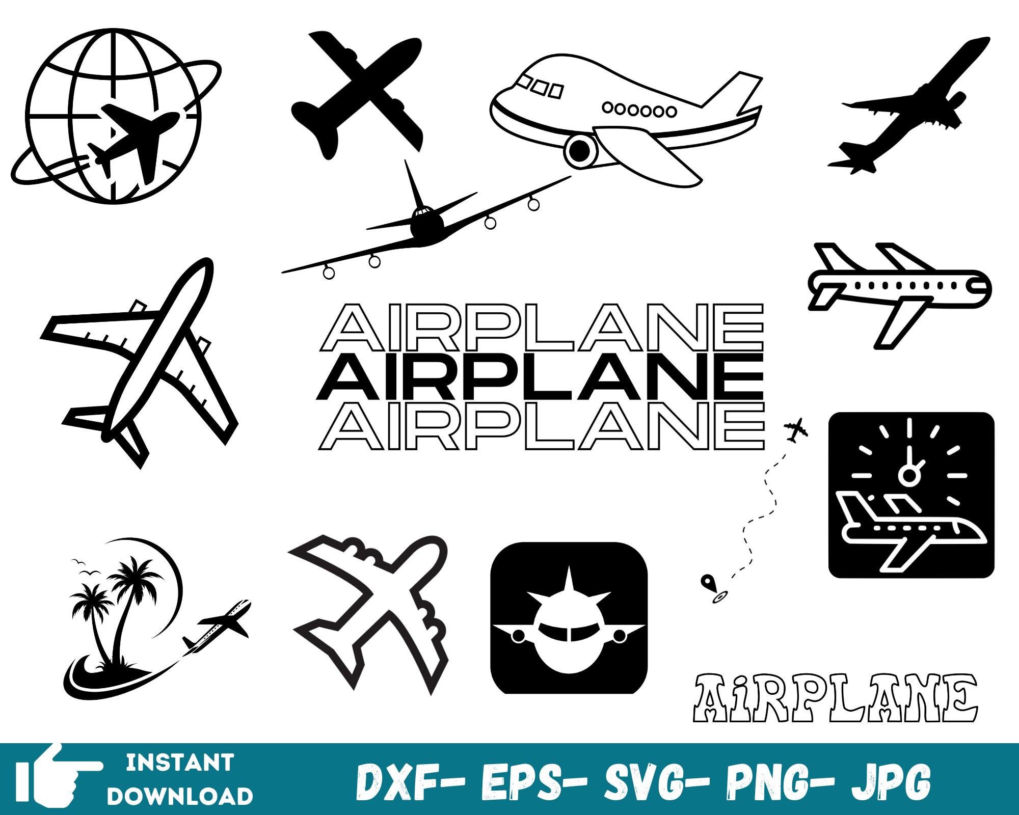 Airplane Svg Bundle, Airplane Png, Travel Svg, Airplane Clipart, Svg ...