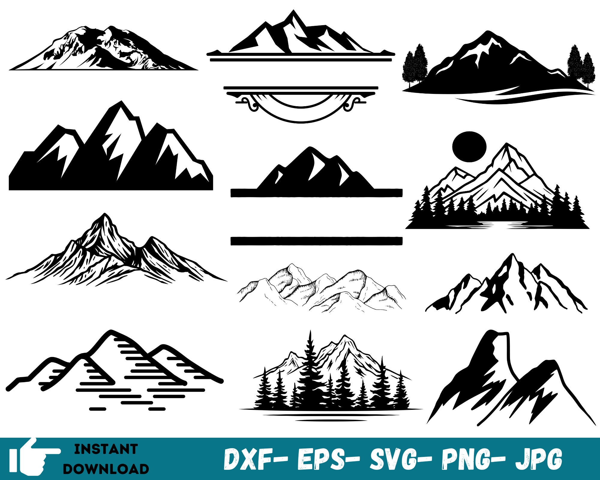 Mountains Svg Bundle, Mountains Png, Mountains Clipart, Mountains Png ...