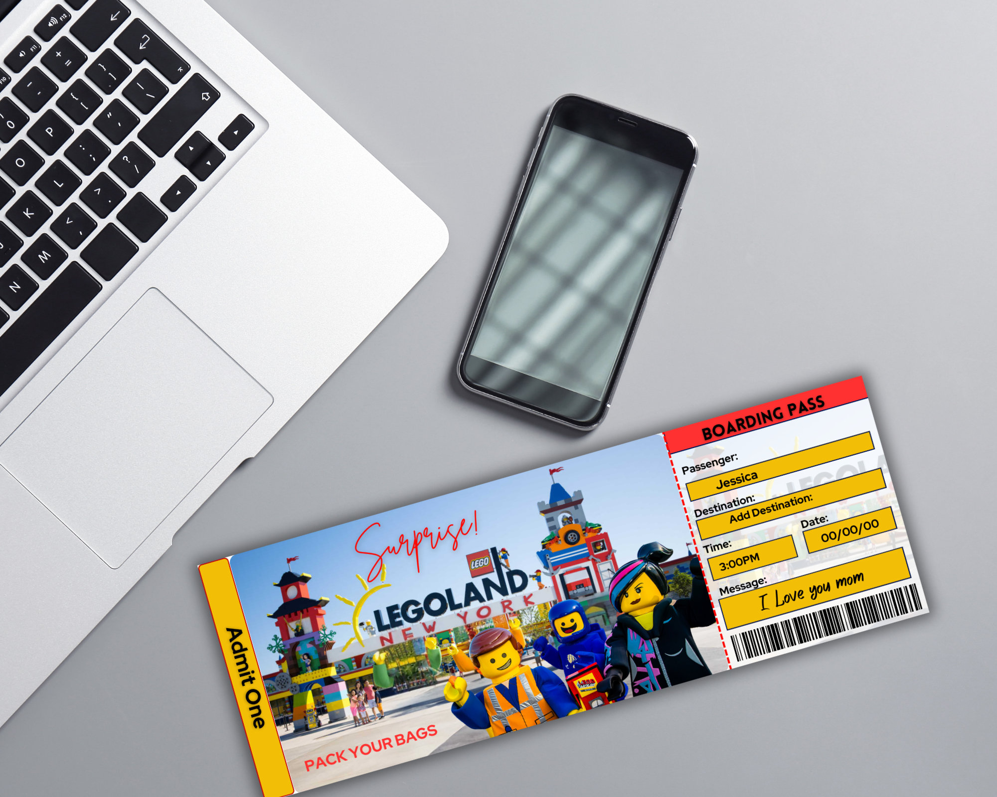 Printable Legoland Theme Park Surprise Ticket Template, Trip Ticket ...