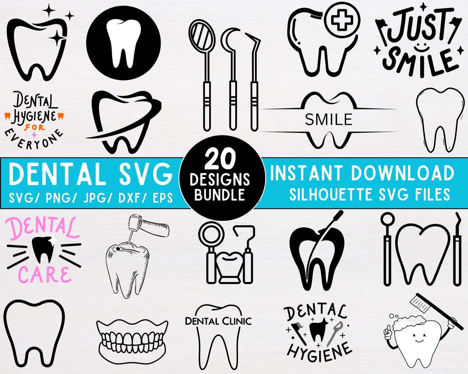 Dental Svg Bundle, Dental Png, Dental Dxf, Dental Vector Files, Dental ...