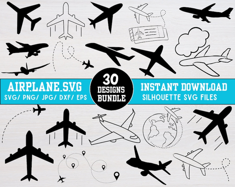 30 Airplane Svg Bundle, Airplane Png, Airplane Cut File, Svg Files for ...