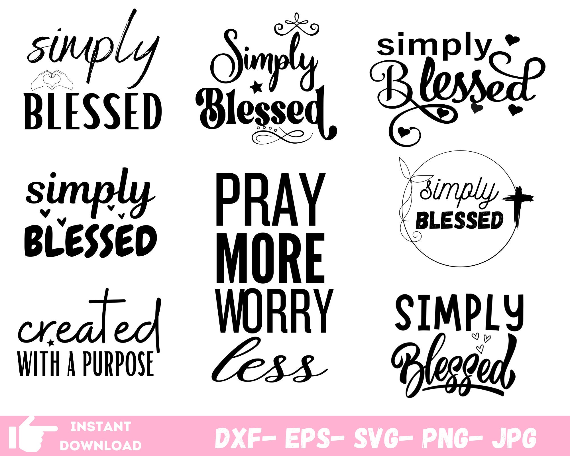 Blessed Svg Bundle, Blessed Png, Positive Quote Svg, Blessed Clipart ...