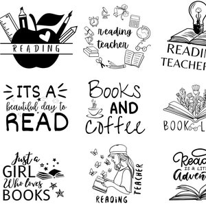 Reading Teacher Svg Bundle,reading Teacher Clipart,reading Teacher Png ...