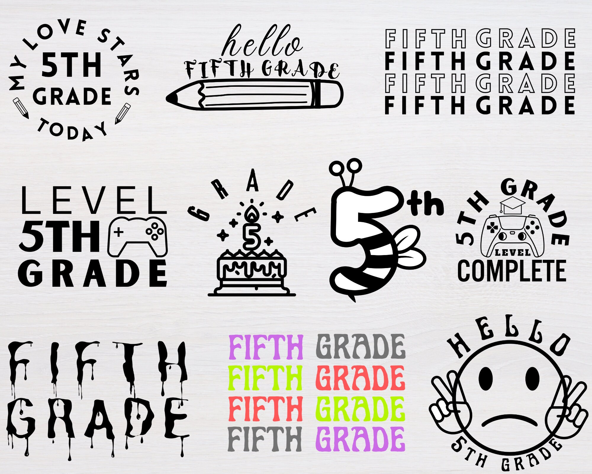 5th Grade Svg Bundle 5th Grade Png 5th Grade Clipart - Etsy
