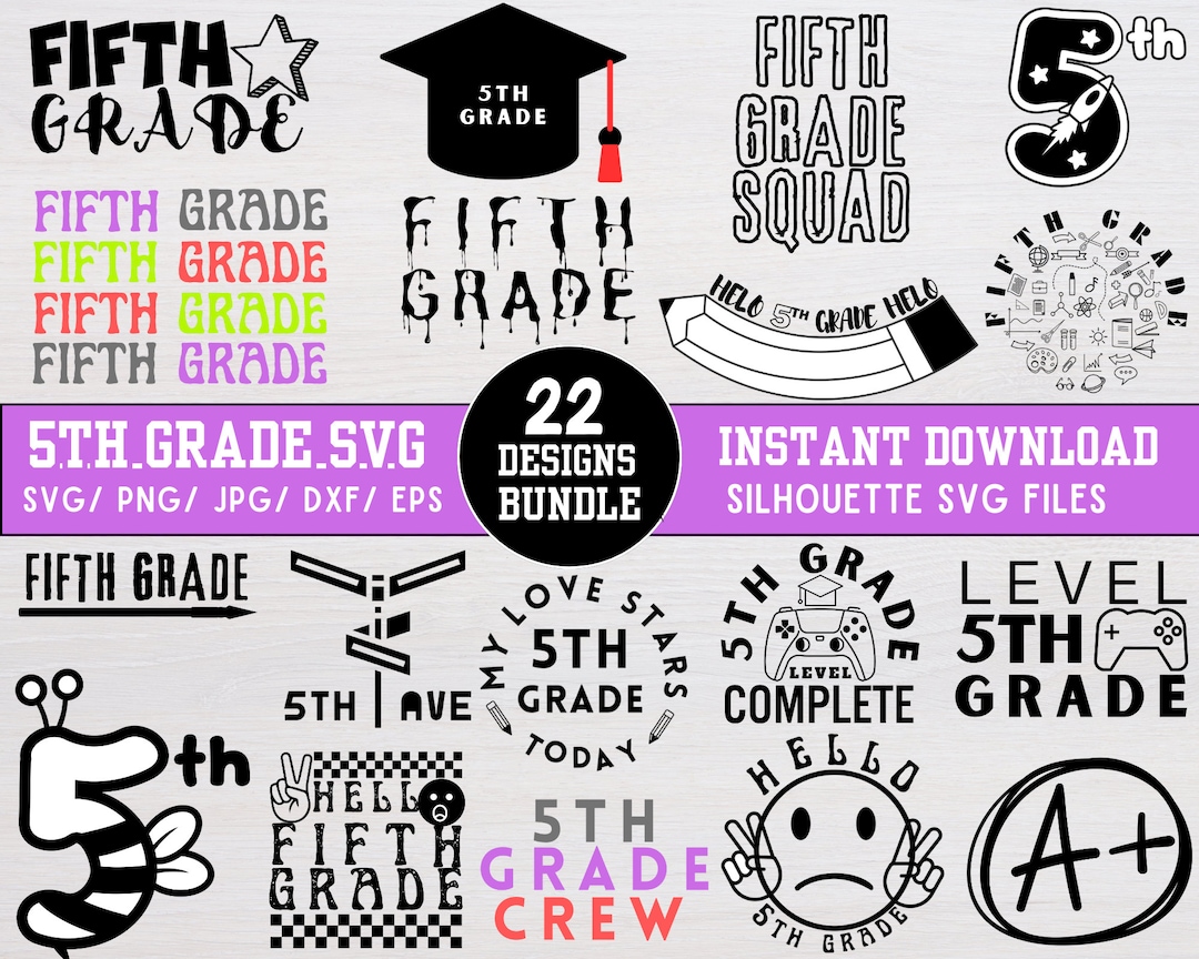 5th Grade Svg Bundle, 5th Grade Png, 5th Grade Clipart, Teacher Svg ...