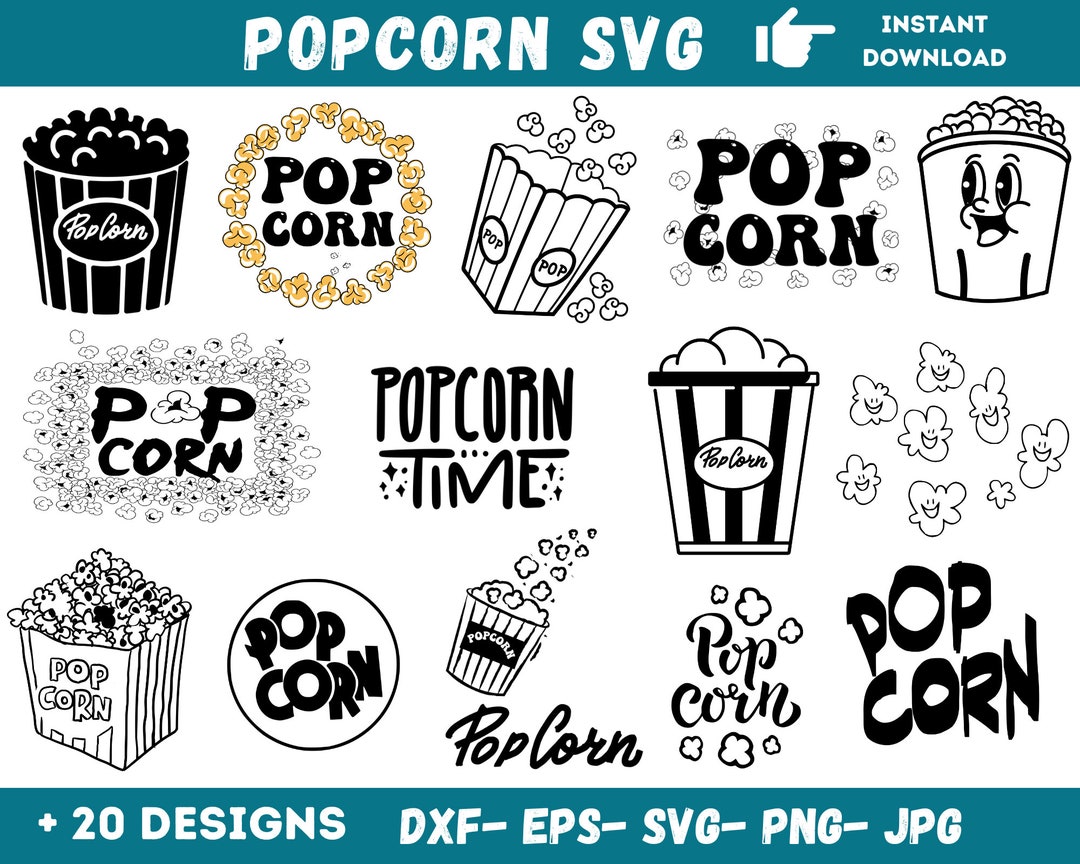 Popcorn Svg Bundle, Popcorn Png, Pop Corn Svg, Svg Cut Files, Popcorn ...
