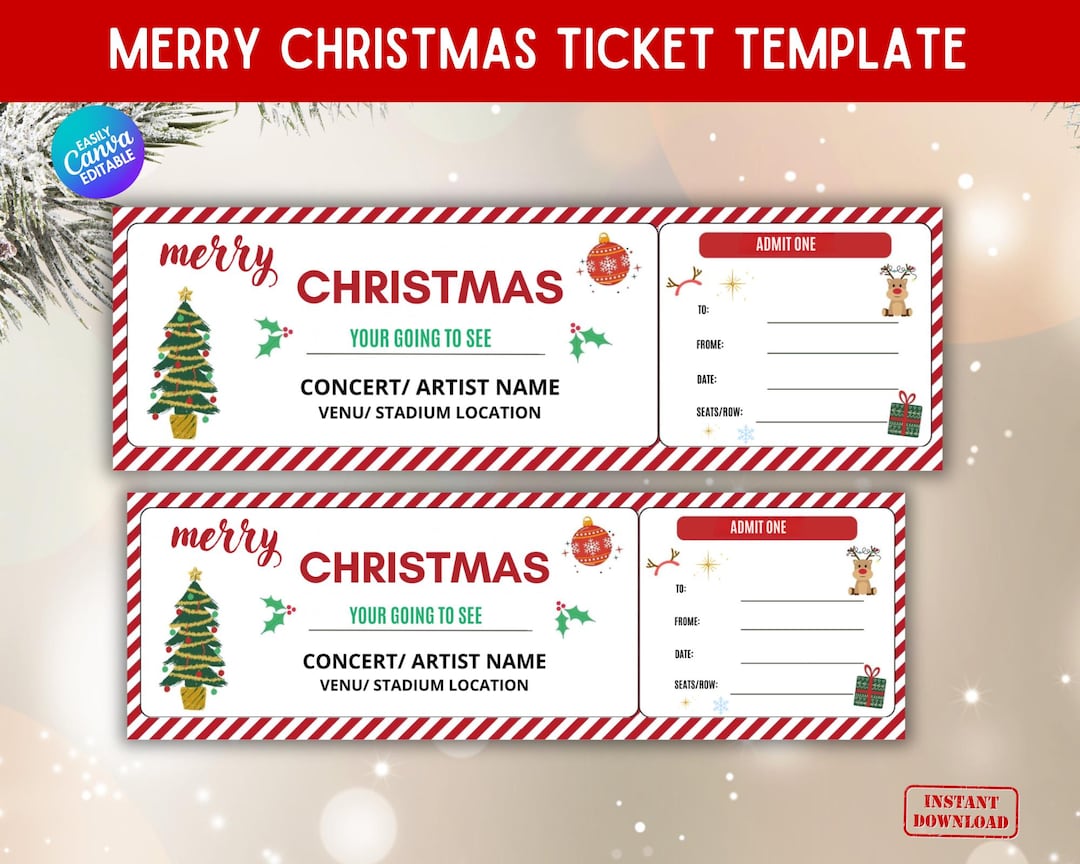 Editable Christmas Ticket Template, Christmas Ticket Template,christmas ...