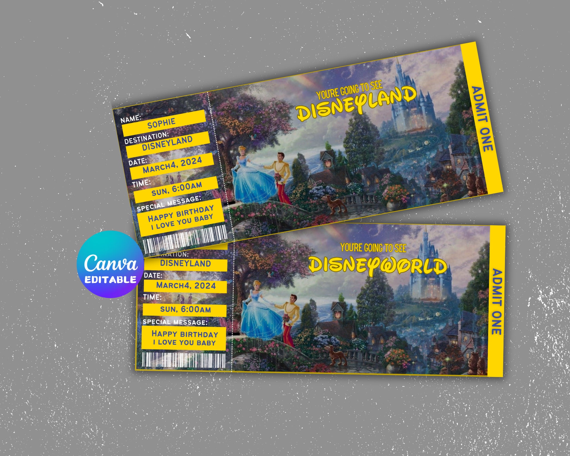 Printable Disneyland & Disney World Ticket Template, Event Ticket ...