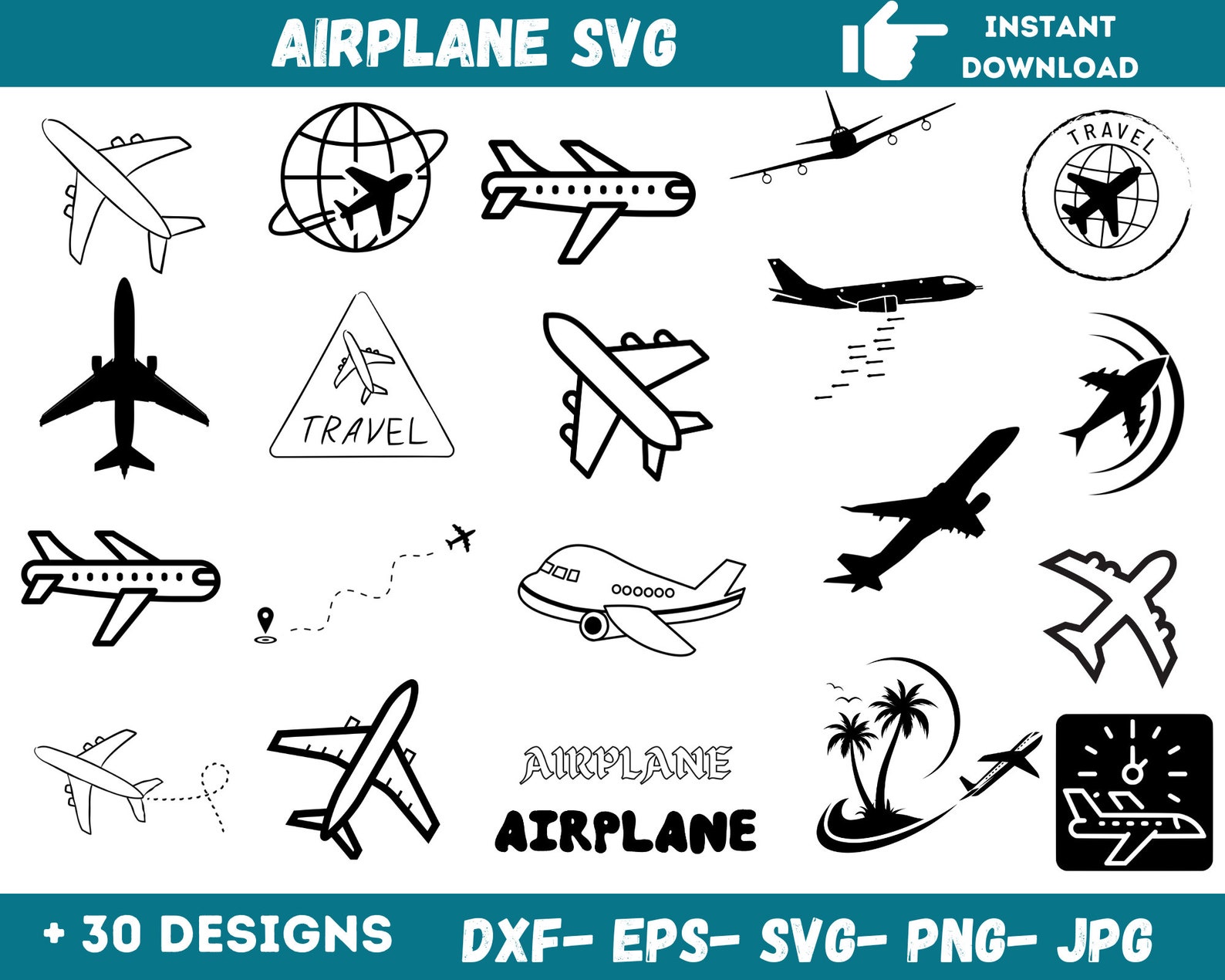 Airplane Svg Bundle, Airplane Png, Travel Svg, Airplane Clipart, Svg ...