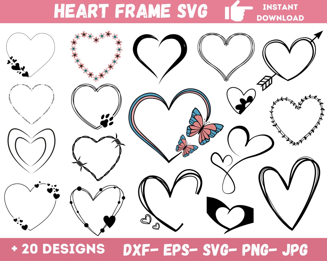 Heart Frame Svg Bundle, Heart Png, Heart Frame Clipart Art, Svg Files ...