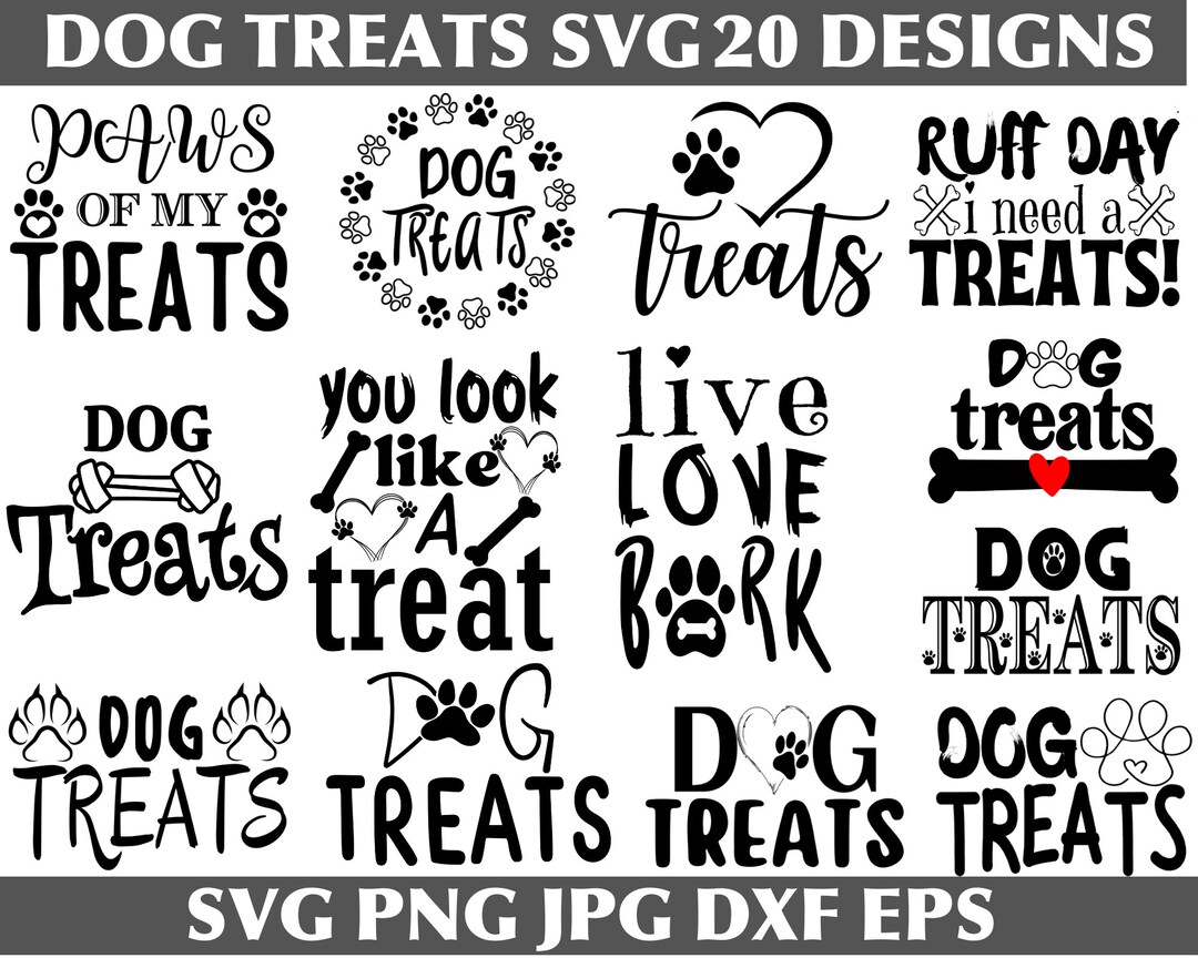 Dog Treats Svg Bundle, Dog Bone Png, Dog Food Svg, Dog Treat Jar Svg ...