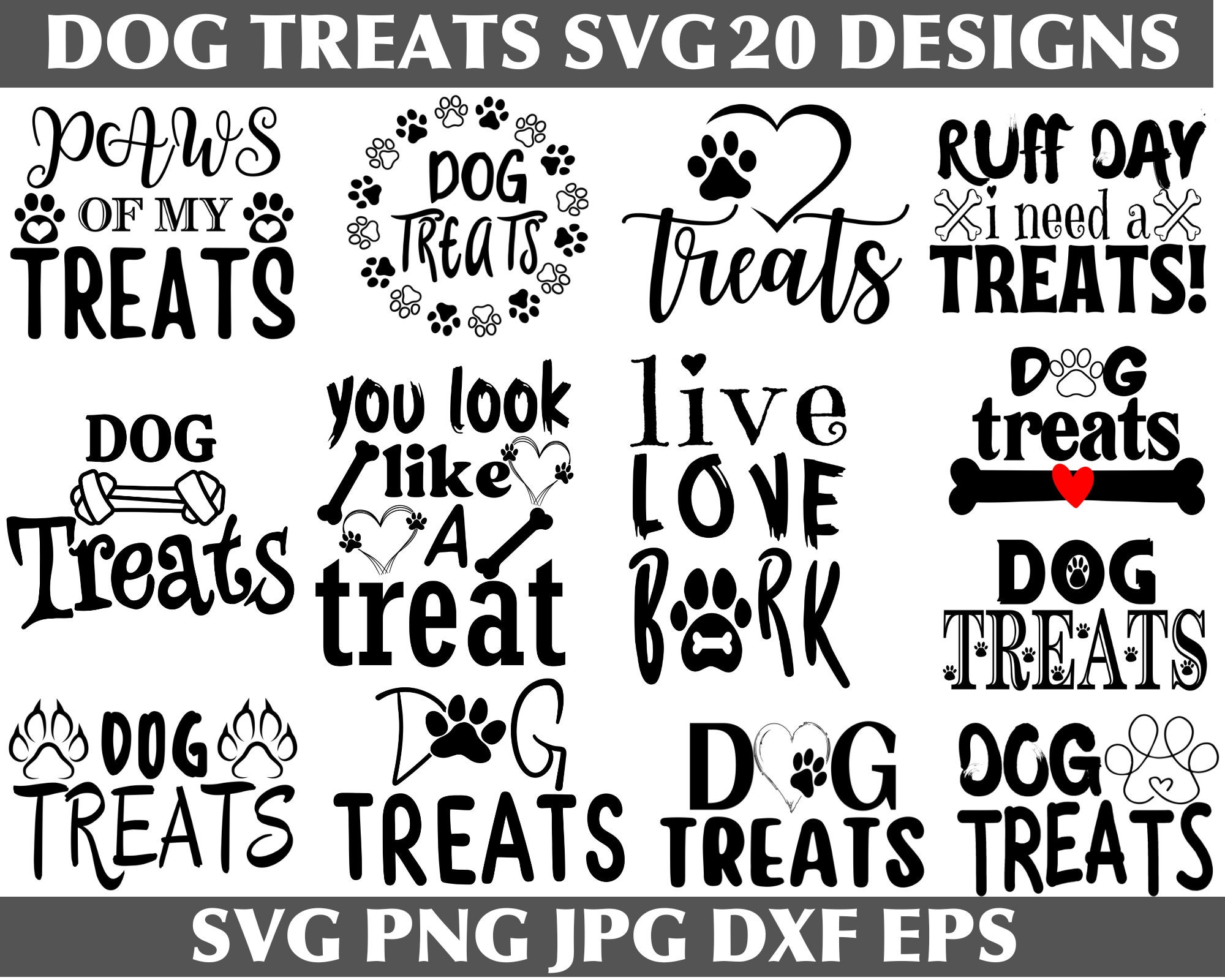 Dog Treats Svg Bundle, Dog Bone Png, Dog Food Svg, Dog Treat Jar Svg ...