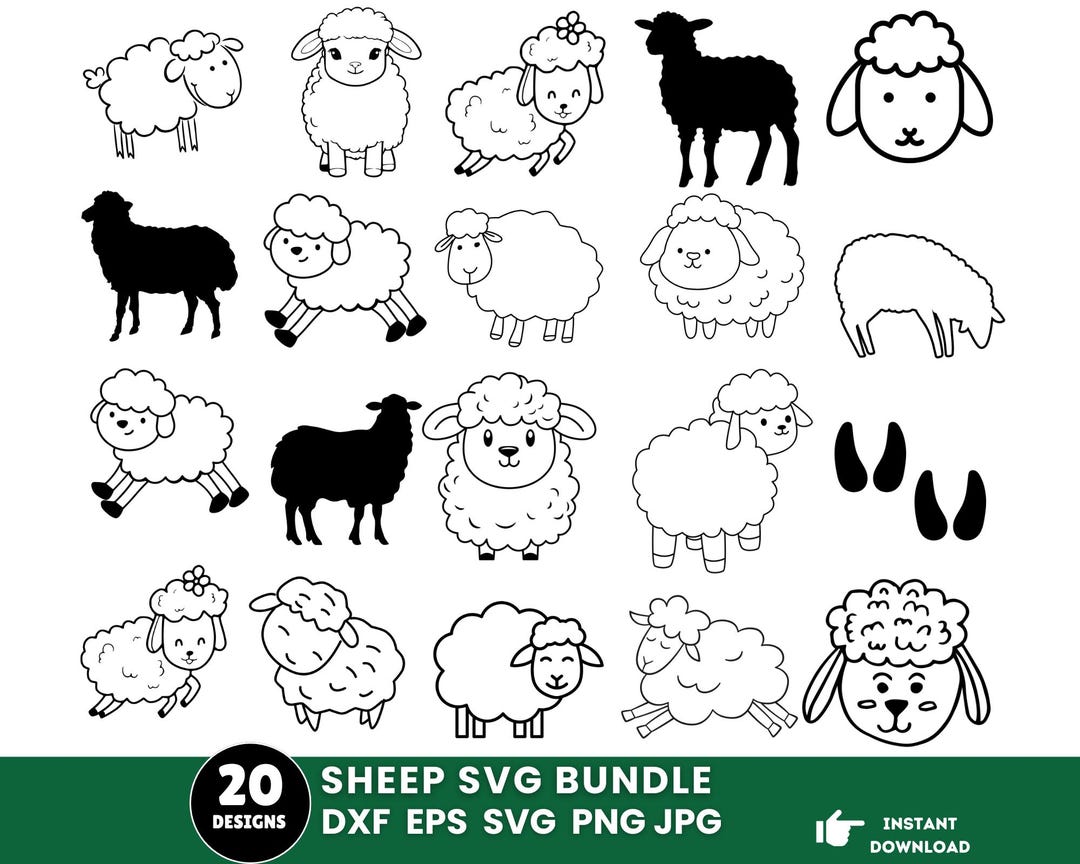 Sheep Svg Bundle, Sheep Svg, Png, Sheep Dxf, Sheep Clip Art, Sheep ...