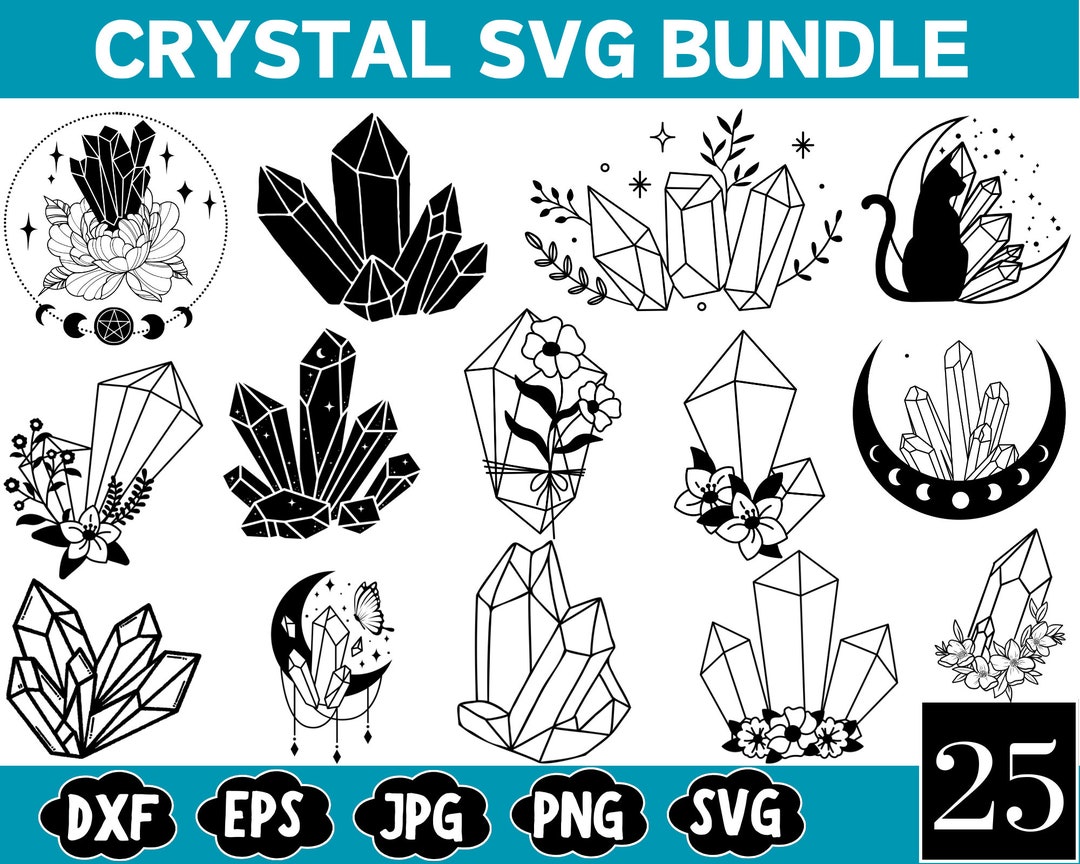 Crystal Svg Bundle, Crystals Svg, Crystal Png, Crystal Clipart, Svg ...