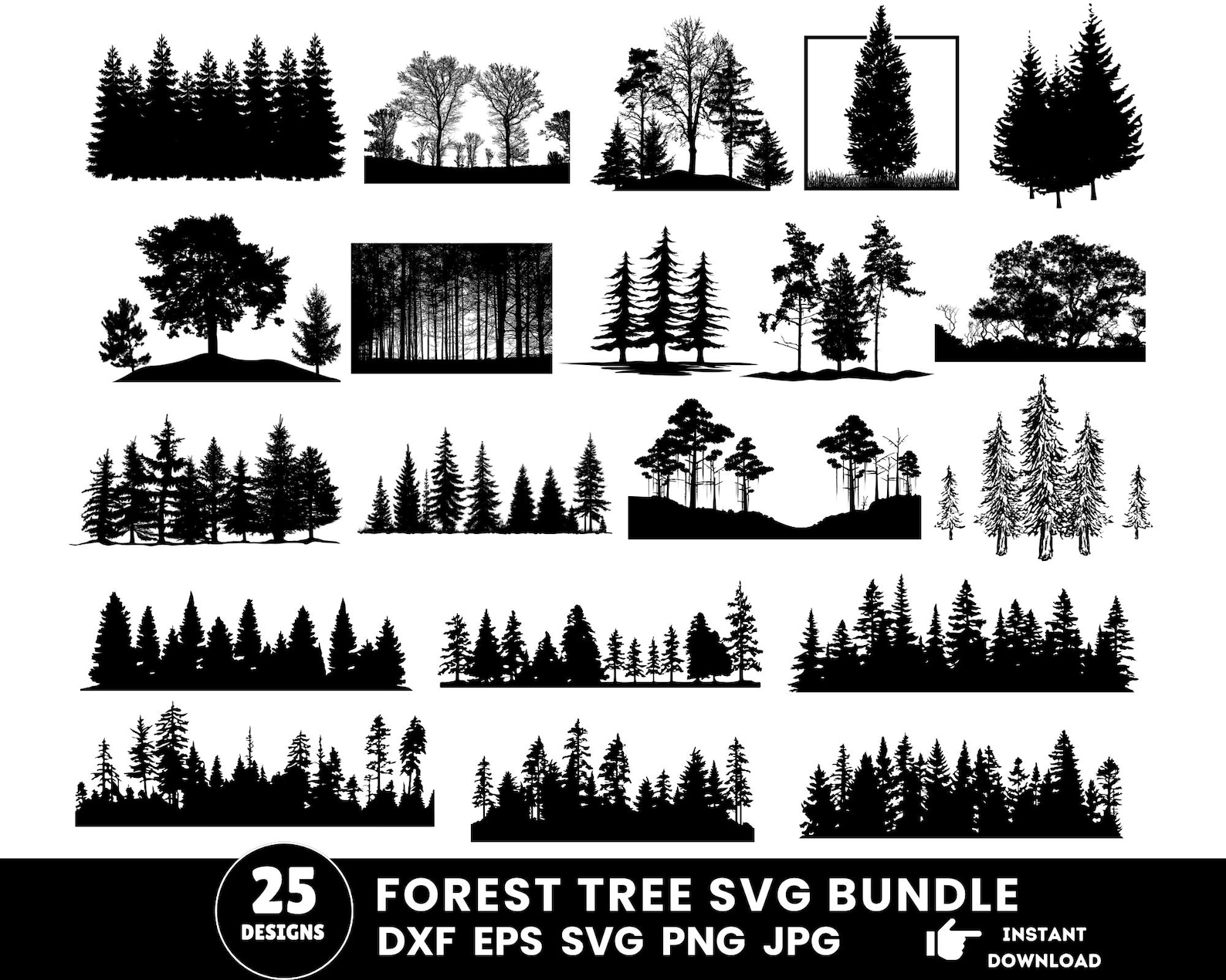 Forest Tree Svg Bundle, Pine Trees Svg, Forest Svg Files, Nature Svg ...