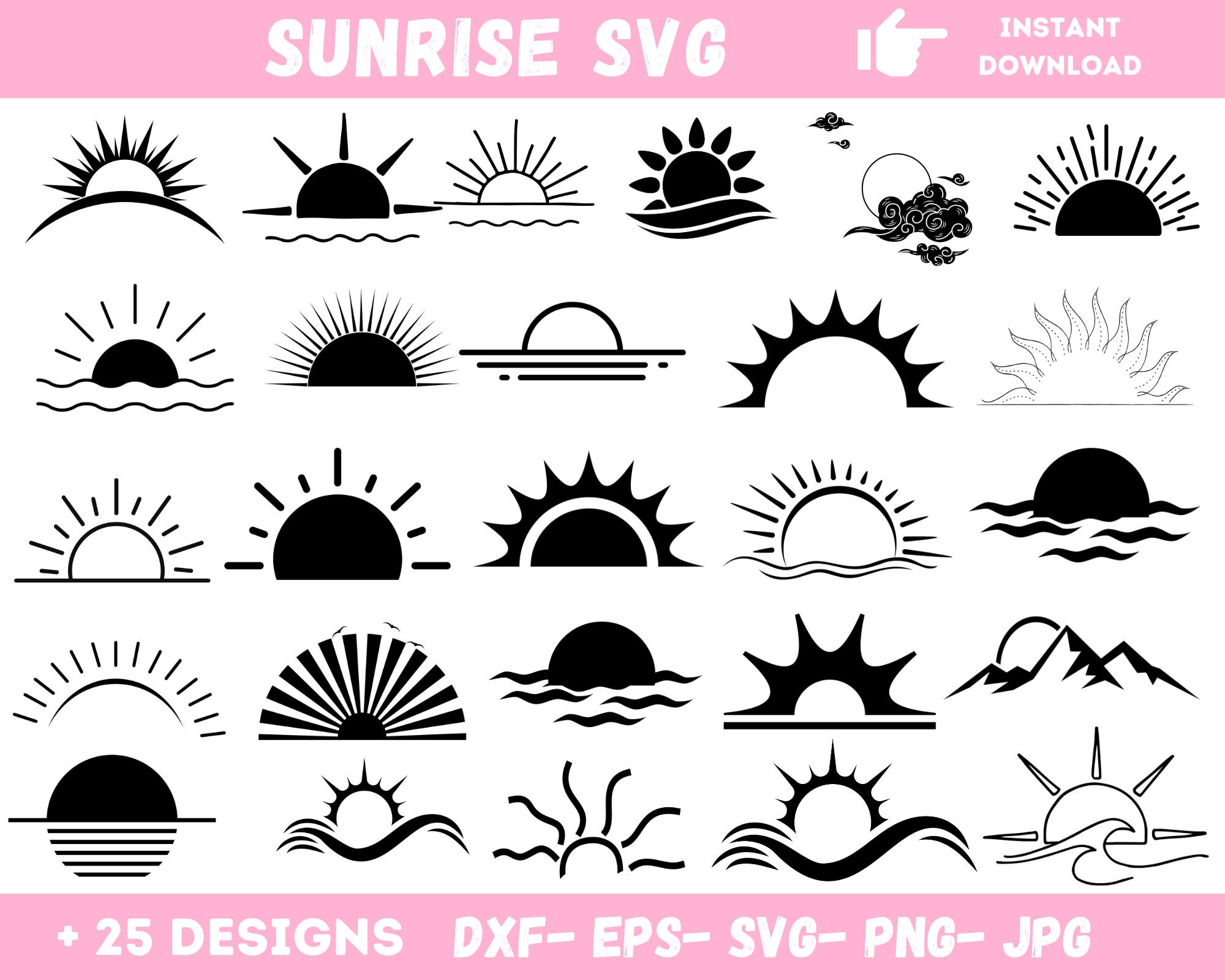 Sunrise Svg Bundle, Sunrise Png, Sunrise Clipart, Svg Files for Cricut ...