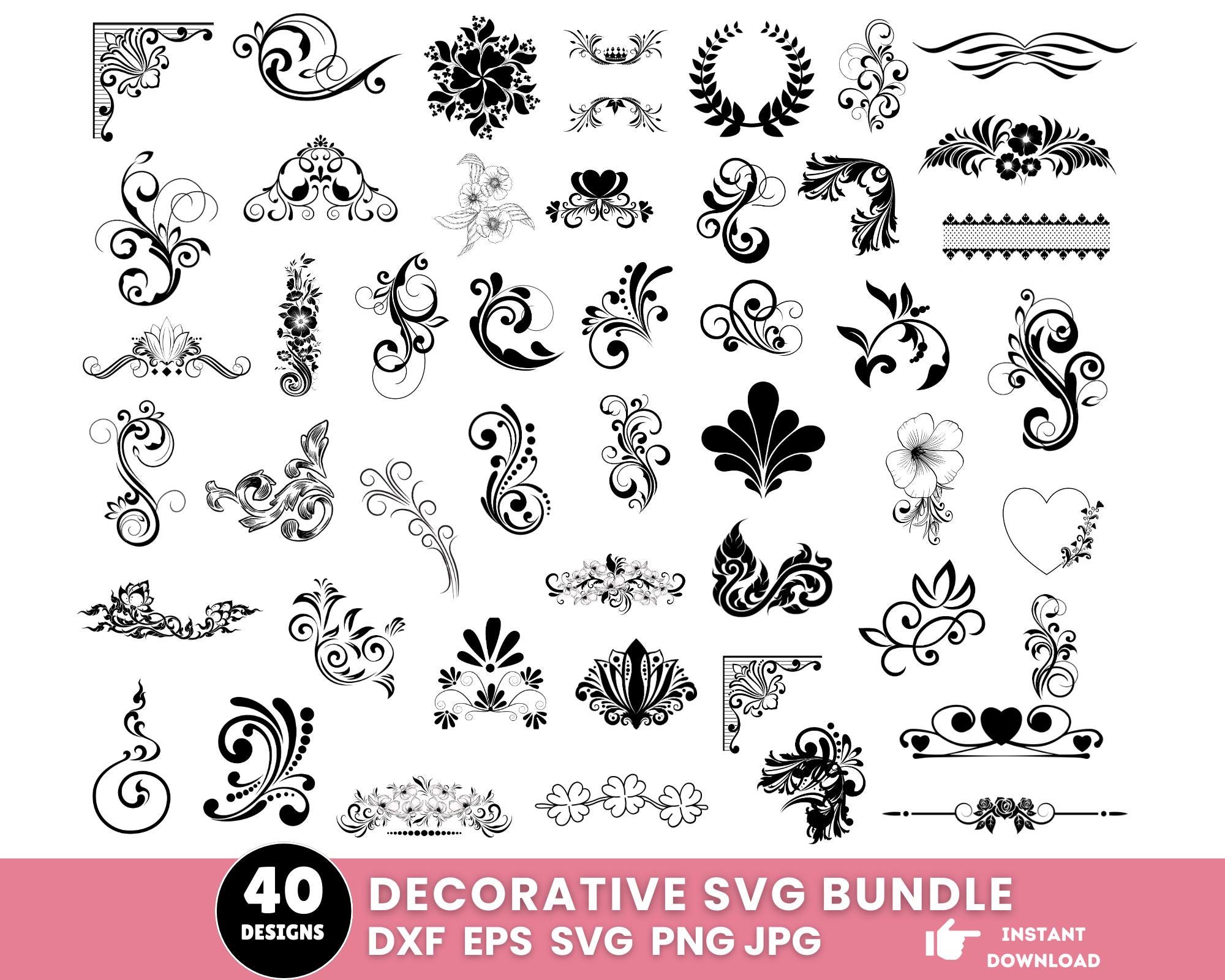 Decorative Svg Bundle, Flourish Svg, Ornaments Svg, Decorative Elements ...