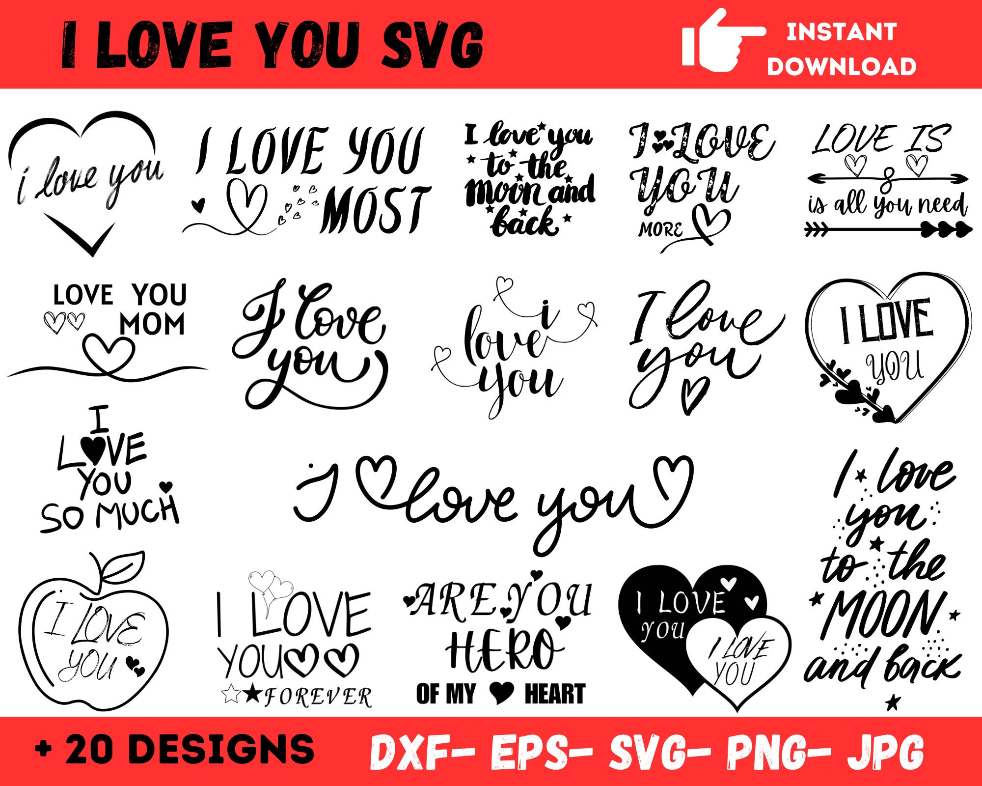 I Love You Svg, Love Svg, Valentines Day Svg, I Love You Svg Bundle ...